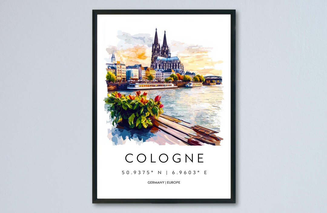 Cologne Watercolor Poster Cologne Germany Travel Print Wall Art Cologne ...