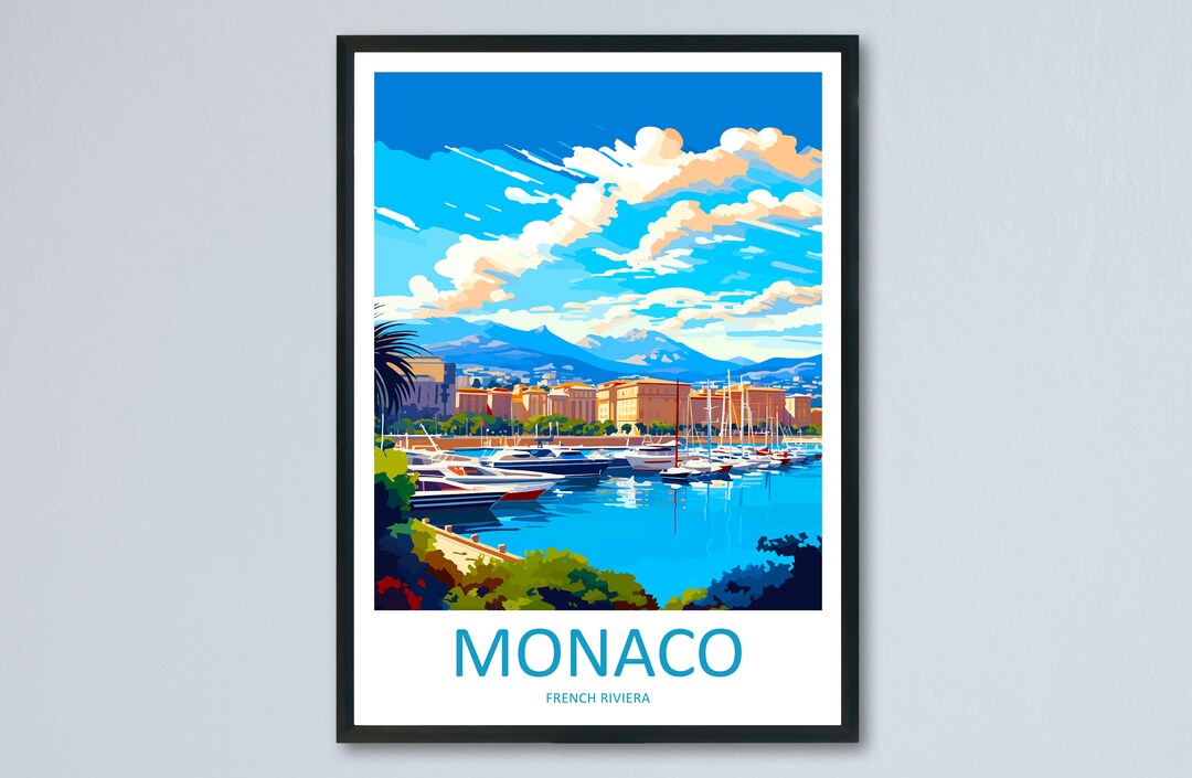 Monaco Travel Print Wall Art Monaco Wall Hanging Home Décor Monaco Gift ...