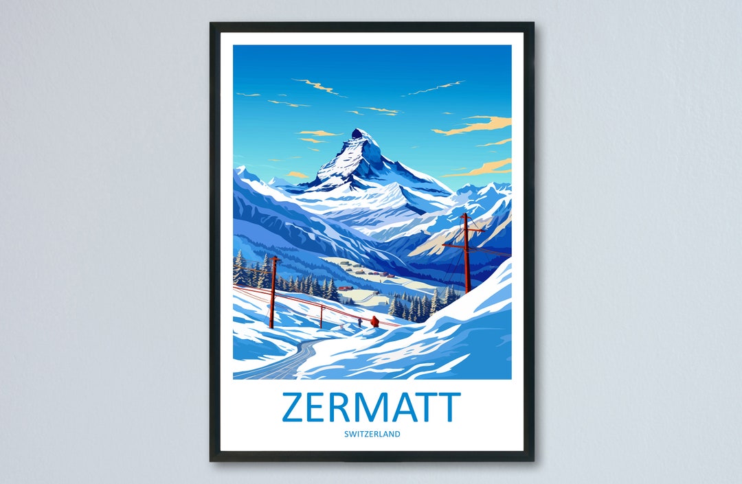 Zermatt Travel Print Wall Art Zermatt Wall Hanging Home Décor Zermatt ...