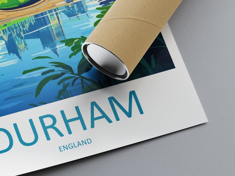 Durham Travel Poster England Wall Art Cathedral City Print Riverside ...