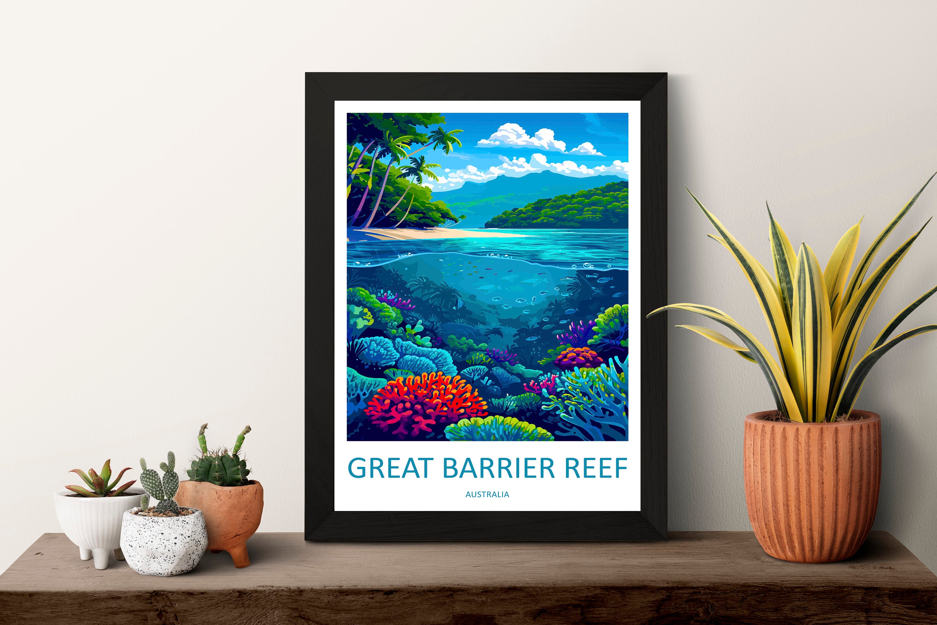 Great Barrier Reef Travel Print Wall Art Great Barrier Reef Wall ...