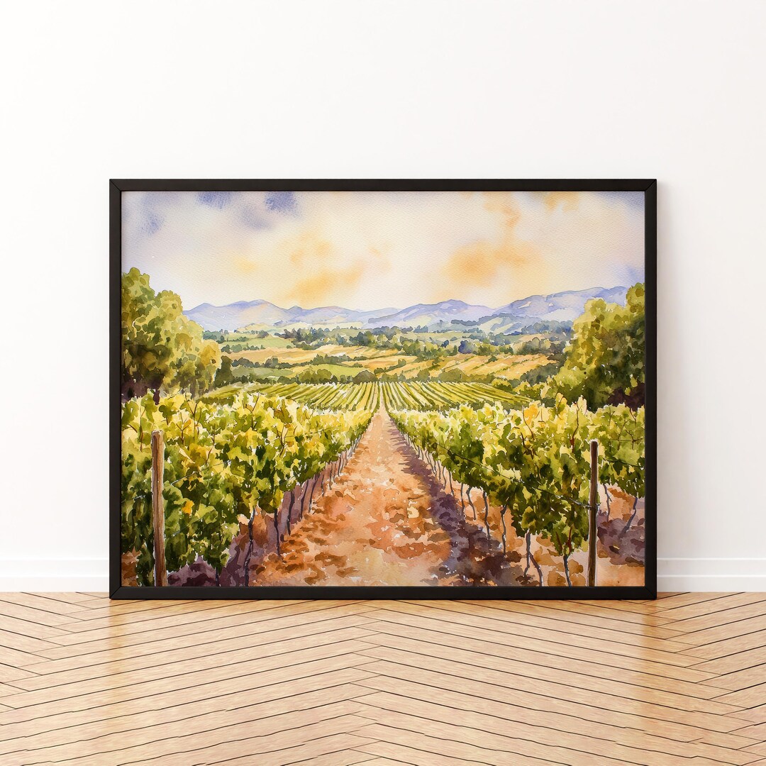 Napa Valley California Watercolor Poster Napa Travel Print Vineyard ...