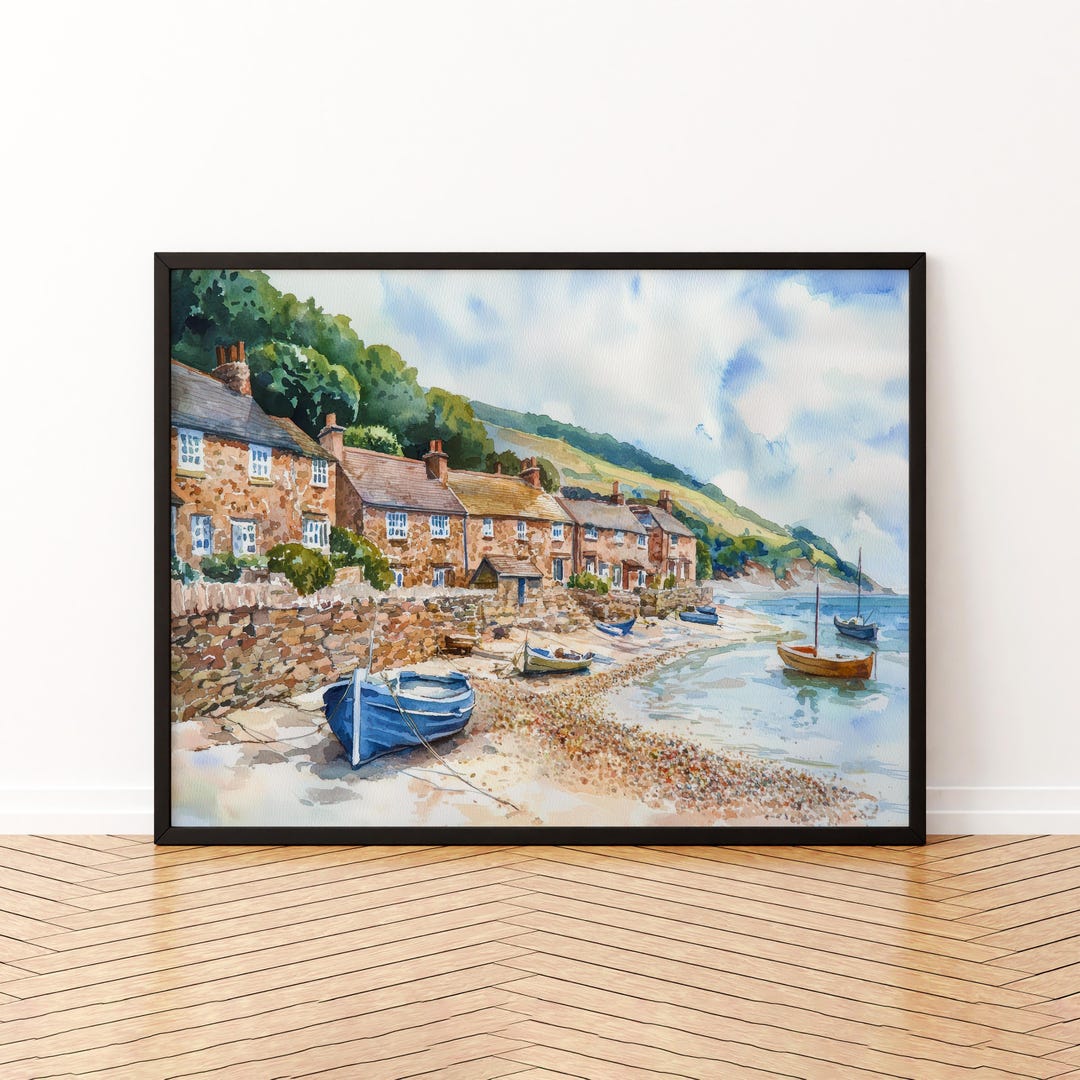 East Devon England Watercolor Poster East Devon Travel Print Coastal ...