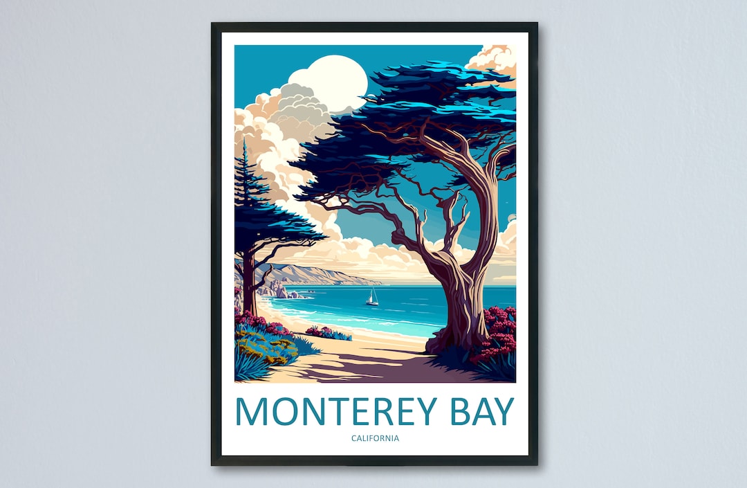 Monterey Bay Travel Print Wall Art Monterey Bay Wall Hanging Home Décor ...