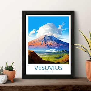 Vesuvius Travel Print Wall Art Vesuvius Italy Wall Hanging Home Decor ...