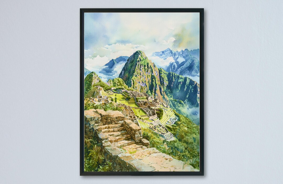 Machu Picchu Watercolor Poster Wall Art Machu Picchu Wall Hanging Home ...