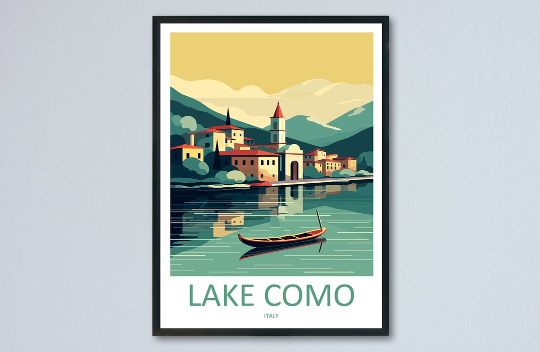 Lake Como Travel Print Wall Art Lake Como Italy Wall Hanging Home ...