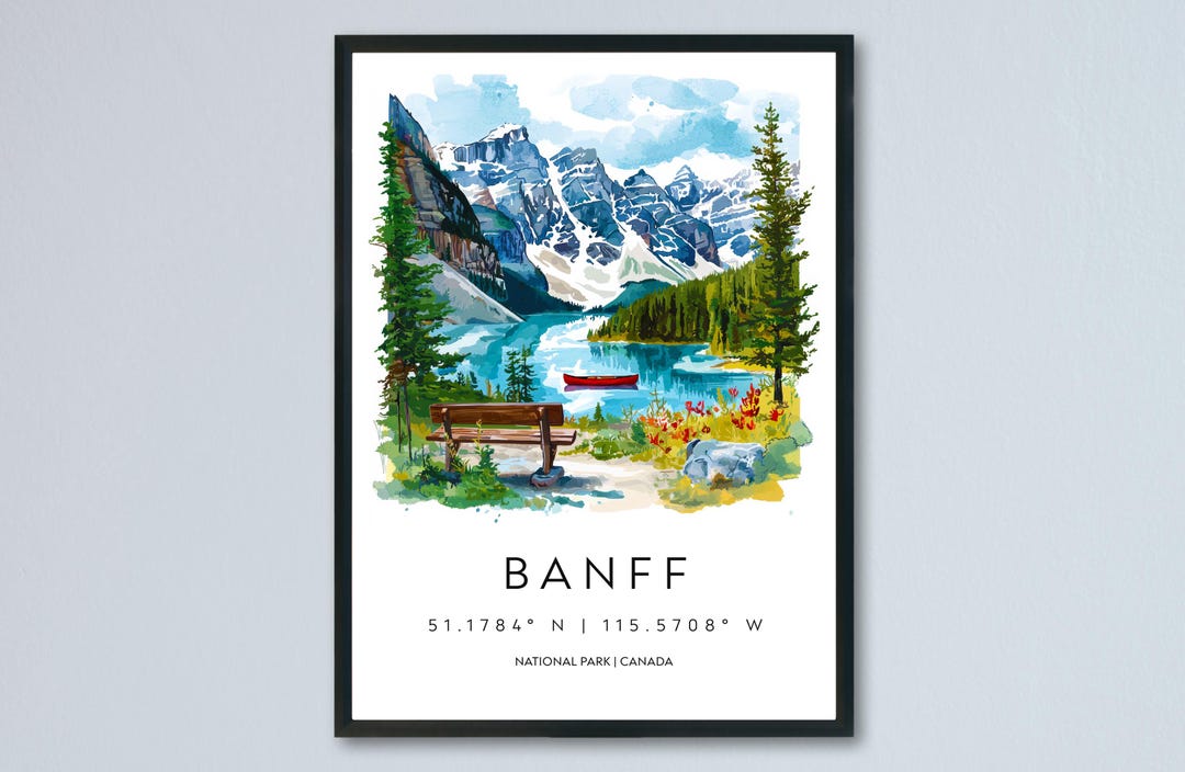 Banff Watercolor Poster Banff Travel Print Banff Wall Art Banff ...