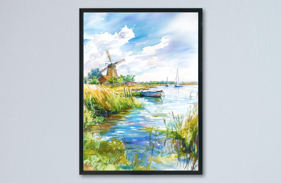 Norfolk Broads Watercolor Poster Wall Art Norfolk Broads Wall Hanging ...