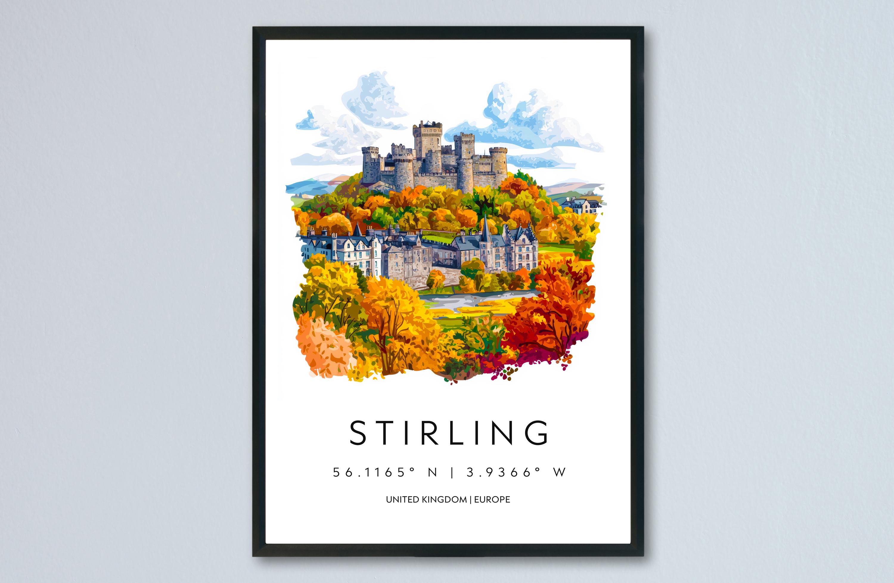 Stirling Watercolor Poster Wall Art Stirling Wall Hanging Home Décor ...