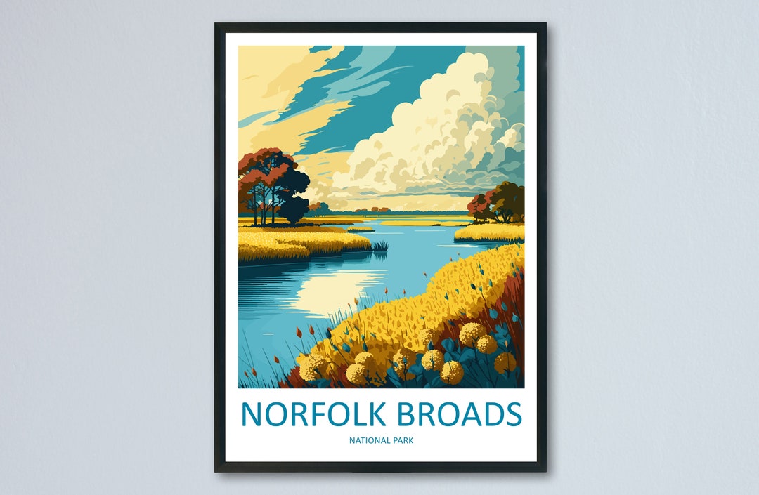 Norfolk Broads Travel Print Wall Art Norfolk Broads Wall Hanging Home ...