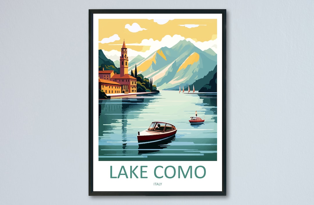 Lake Como Travel Print Wall Art Lake Como Italy Wall Hanging Home ...