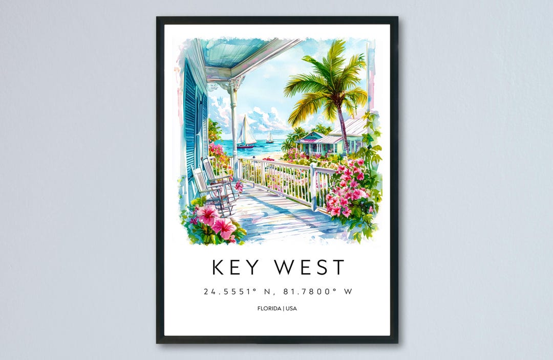 Key West Watercolor Poster Key West Travel Print Key West Wall Art Key ...
