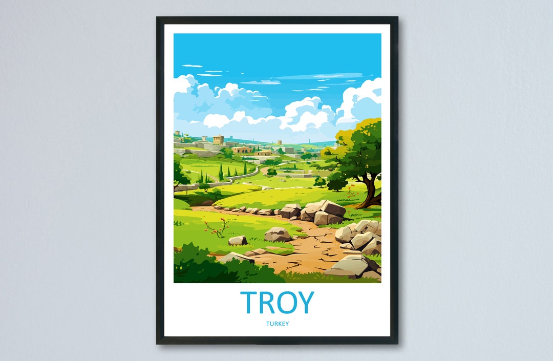 Troy Travel Print Wall Art Troy Wall Hanging Home Décor V Gift Art ...