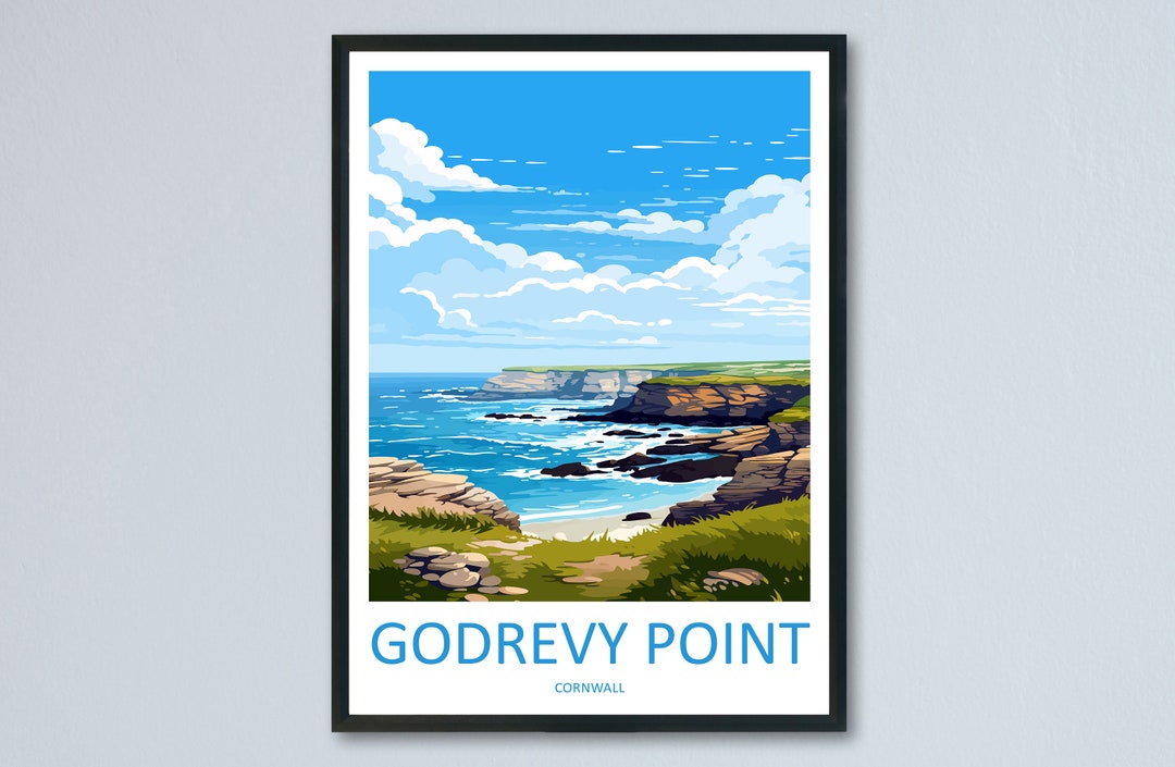Godrevy Point Travel Print Wall Art Godrevy Point Wall Hanging Home ...