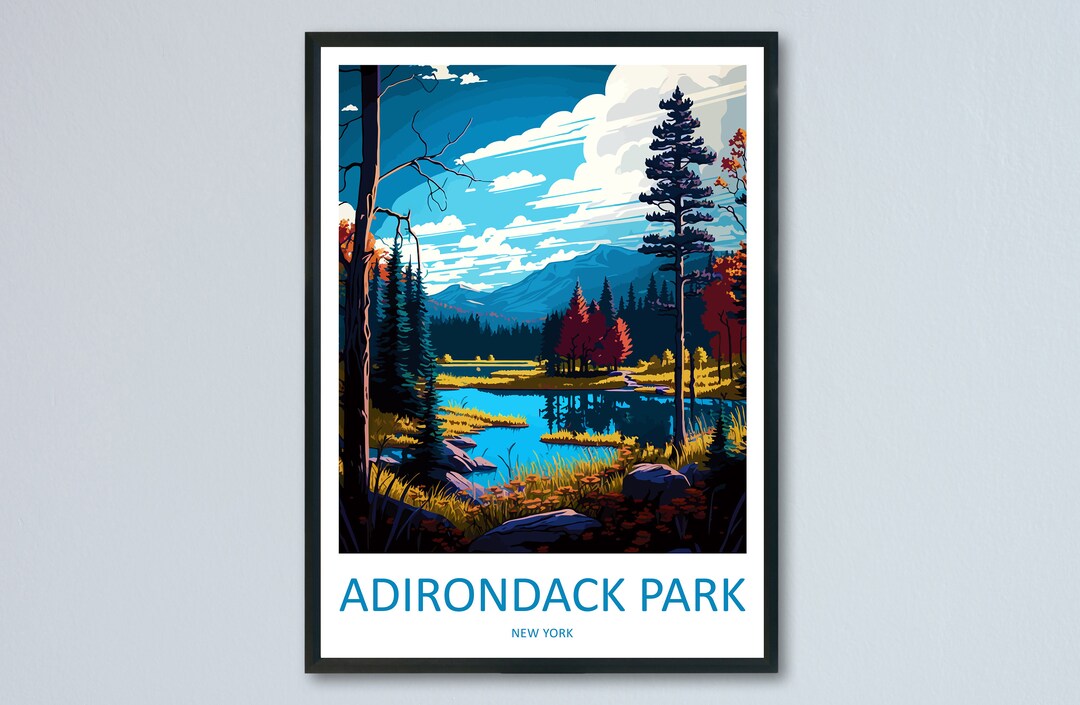 Adirondack Park Travel Print Wall Art Adirondack Park Wall Hanging Home ...