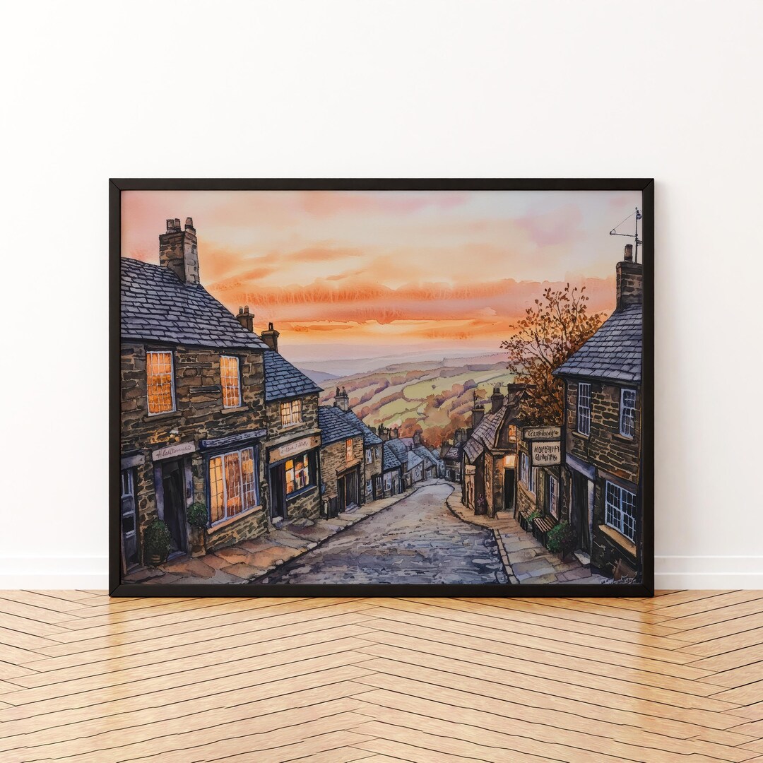 Haworth England Watercolor Poster Haworth Travel Print Yorkshire ...