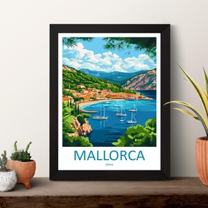 Mallorca Travel Poster Spain Wall Art Island View Print Coastal Scene ...