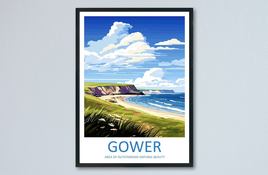 Gower Peninsula Travel Print Wall Art Gower Peninsula Wall Hanging Home ...