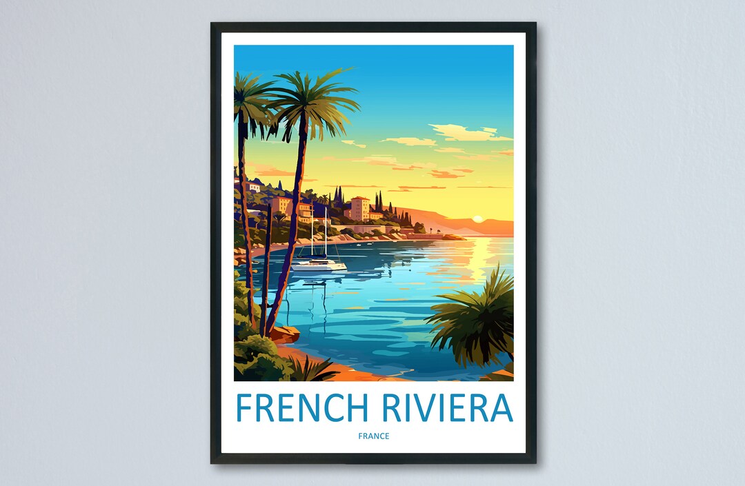 French Riviera Travel Print Wall Art French Riviera Wall Hanging Home Décor French Riviera Gift ...