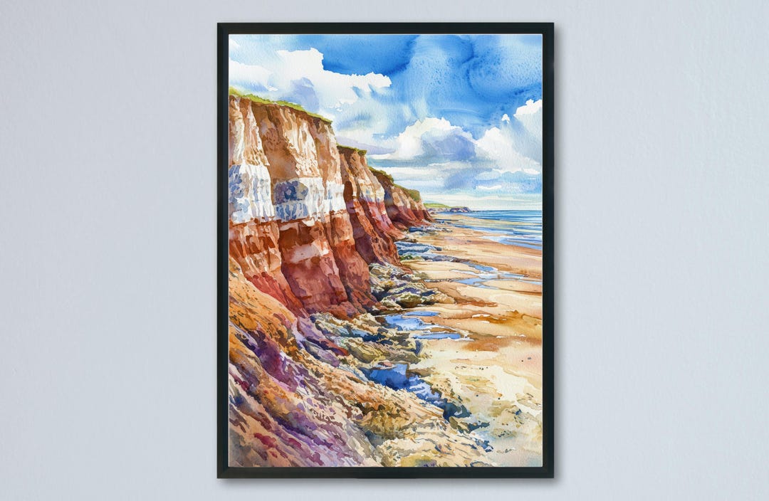 Hunstanton Cliffs Watercolor Poster Wall Art Hunstanton Cliffs Wall ...