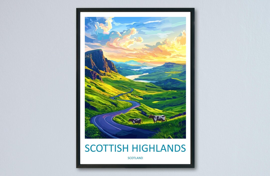 Scottish Highlands Print Scotland Wall Art Mountain Landscape Poster ...