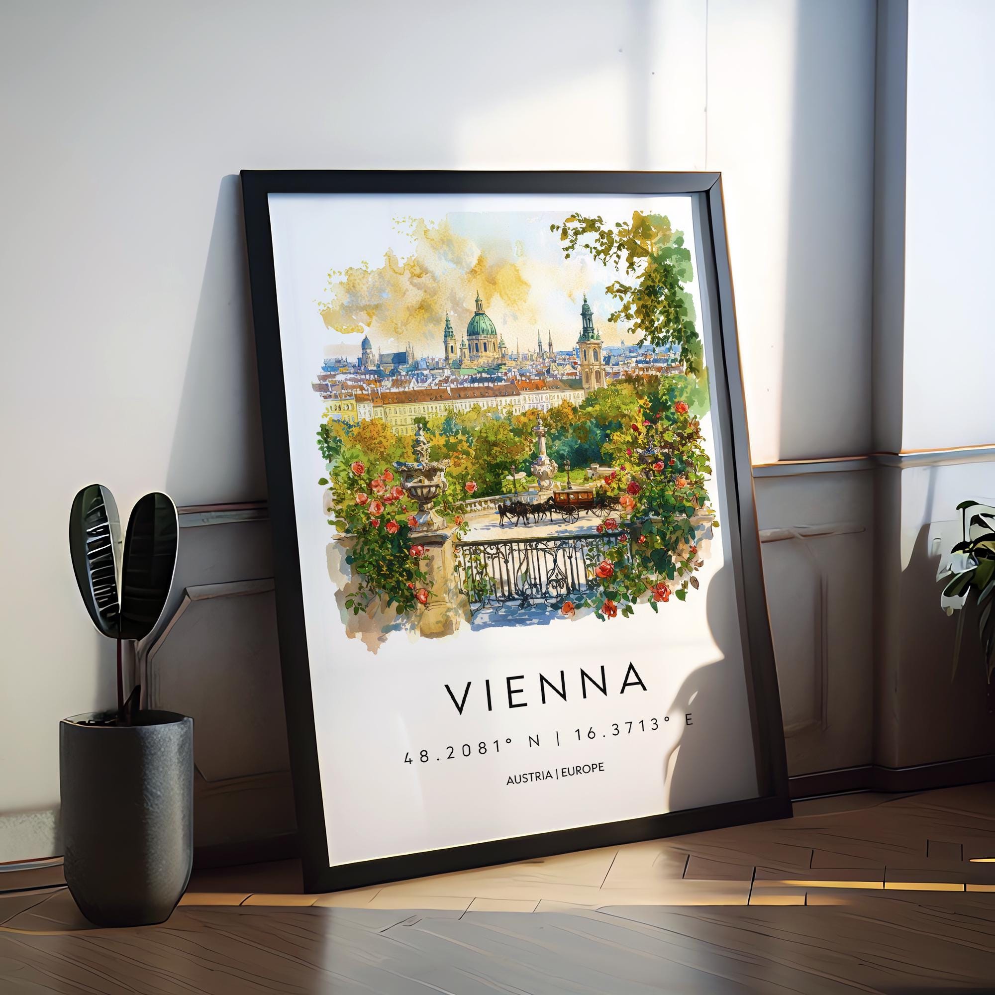 Vienna Watercolor Poster Vienna Travel Print Vienna Wall Art Vienna ...