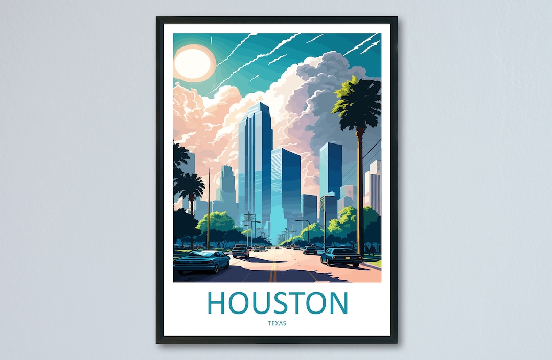 Houston Travel Print Wall Art Houston Wall Hanging Home Décor Houston ...
