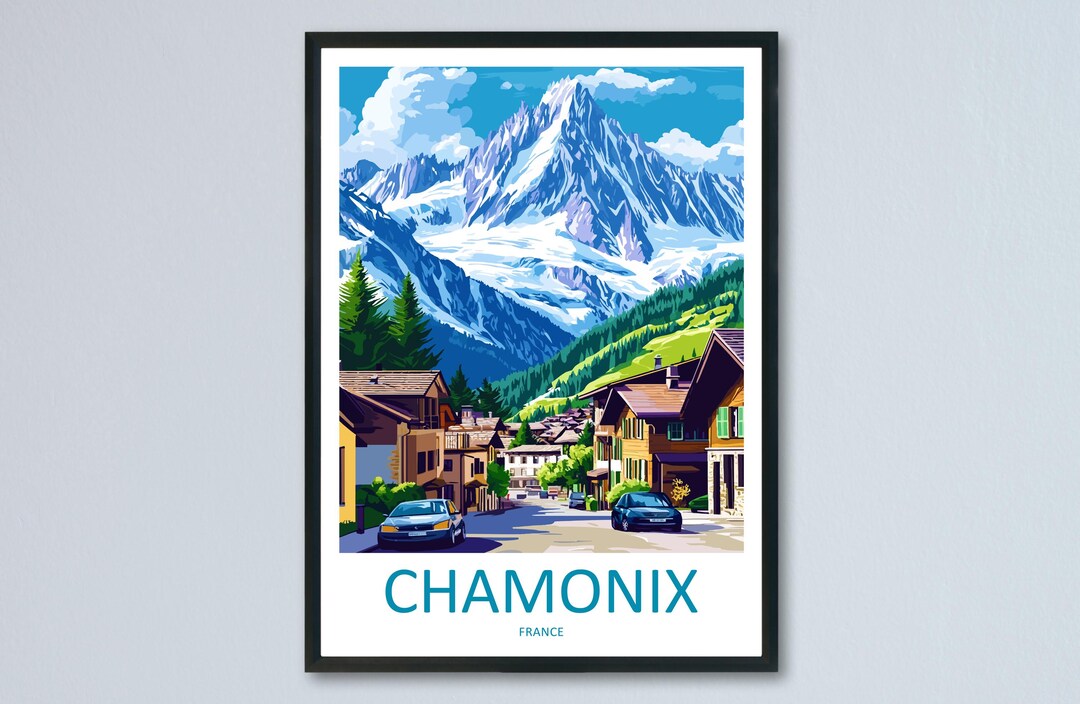 Chamonix Travel Poster France Wall Art Mont Blanc Alpine Print Nature ...