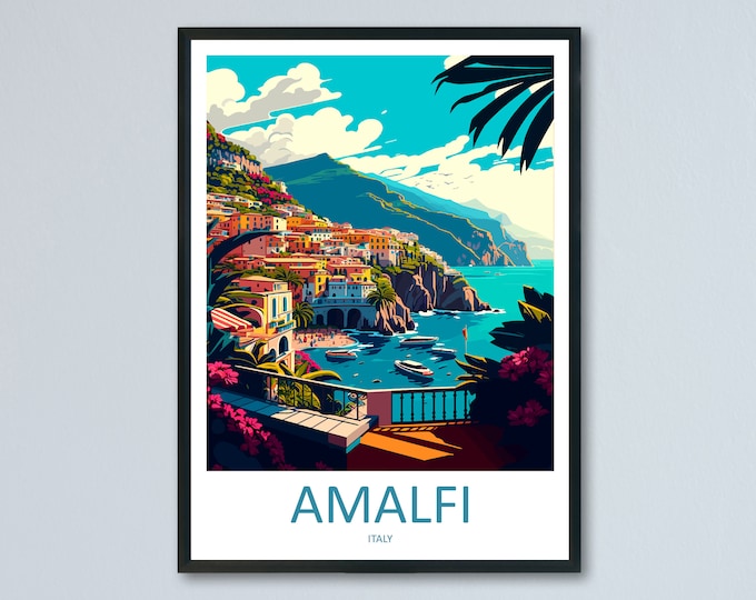 Amalfi Coast Travel Print Wall Art Amalfi Italy Posters Wedding Gift ...