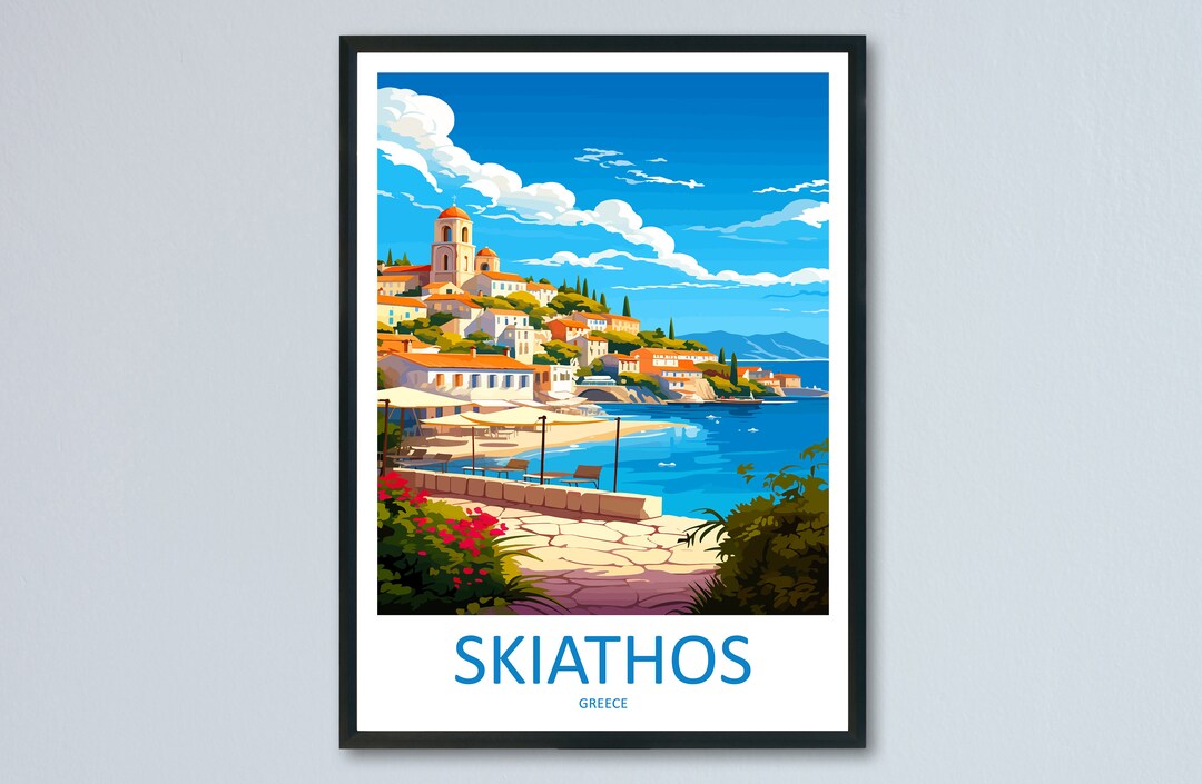 Skiathos Travel Print Wall Art Skiathos Greece Wall Hanging Home ...
