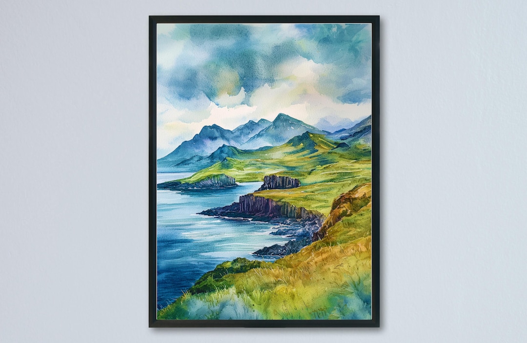 Isle of Mull and Staffa Watercolor Poster Wall Art Isle of Mull and ...
