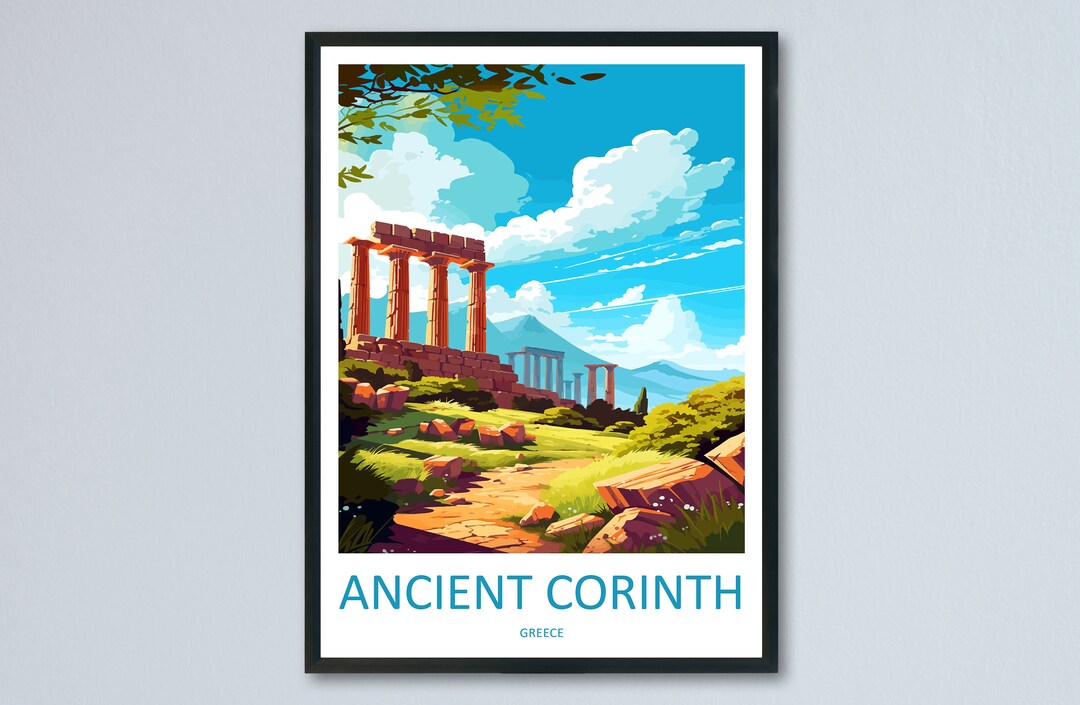 Ancient Corinth Travel Print Wall Art Ancient Corinth Wall Hanging Home ...