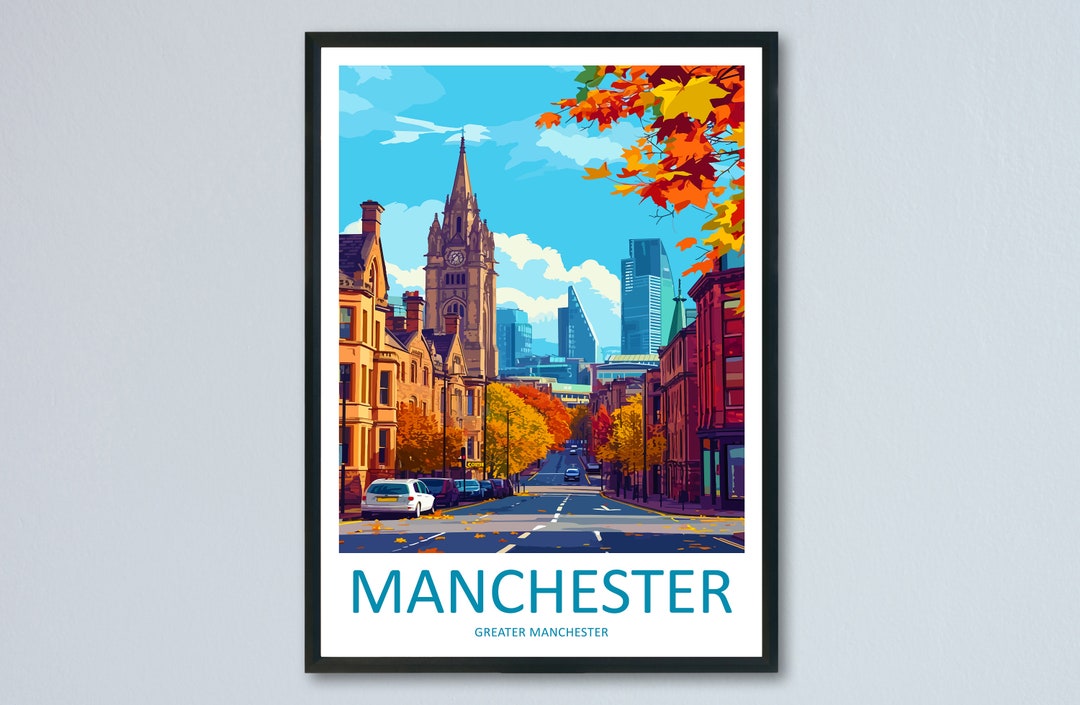 Manchester Travel Print Wall Art Manchester Wall Hanging Home Décor ...