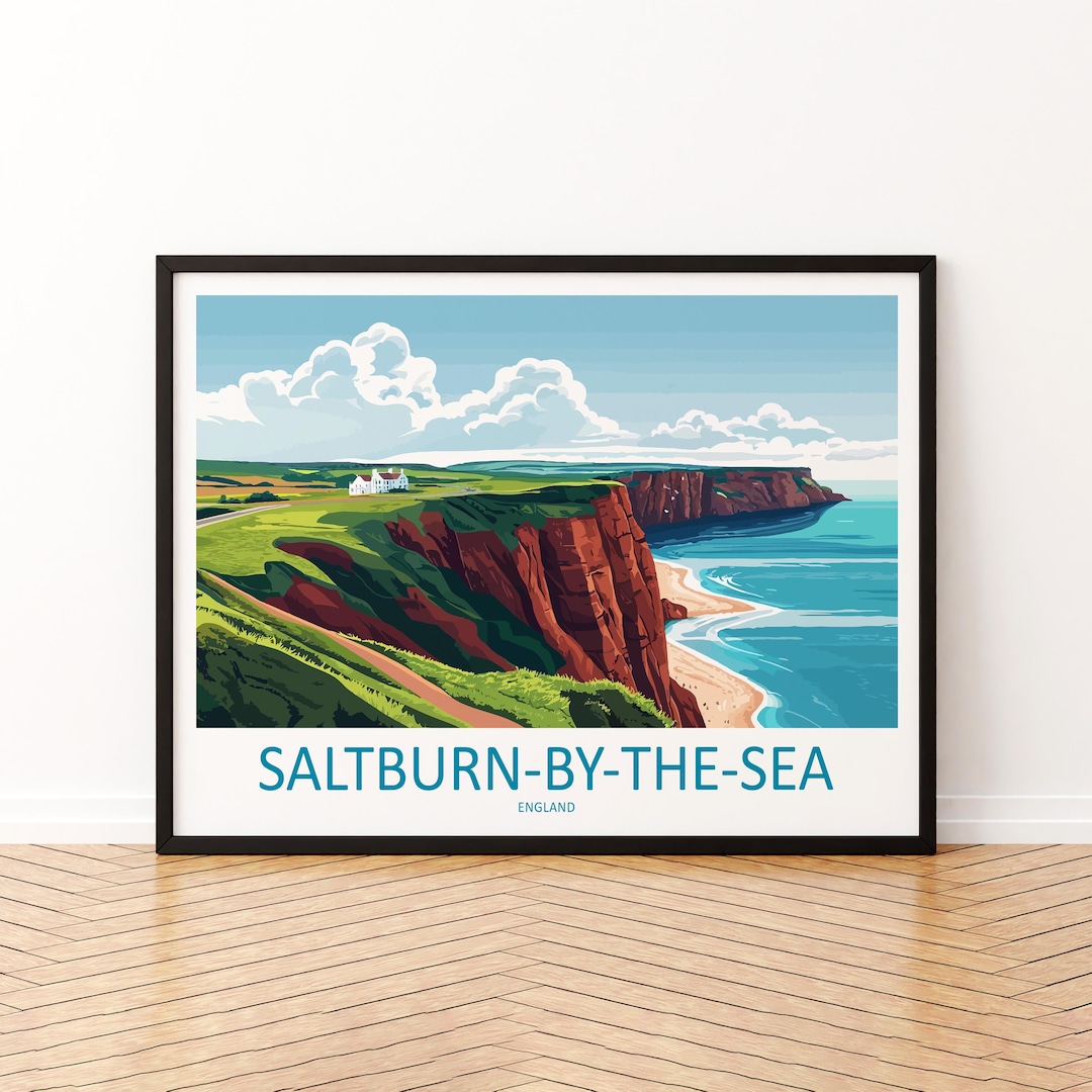 Saltburn by the Sea England Landscape Travel Poster Scenic Coastal Town ...