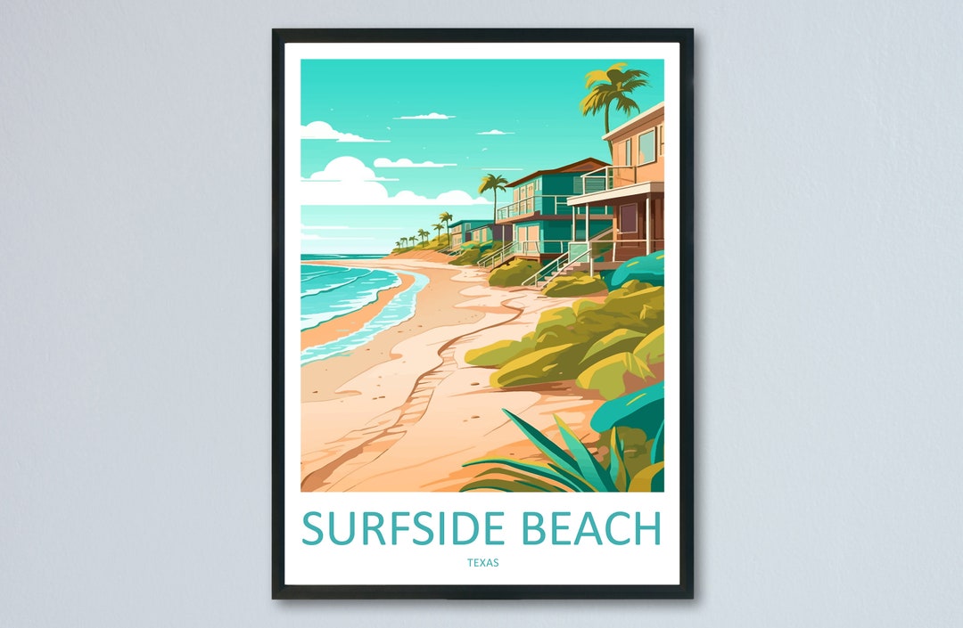 Surfside Beach Travel Print Wall Art Surfside Beach Wall Hanging Home ...
