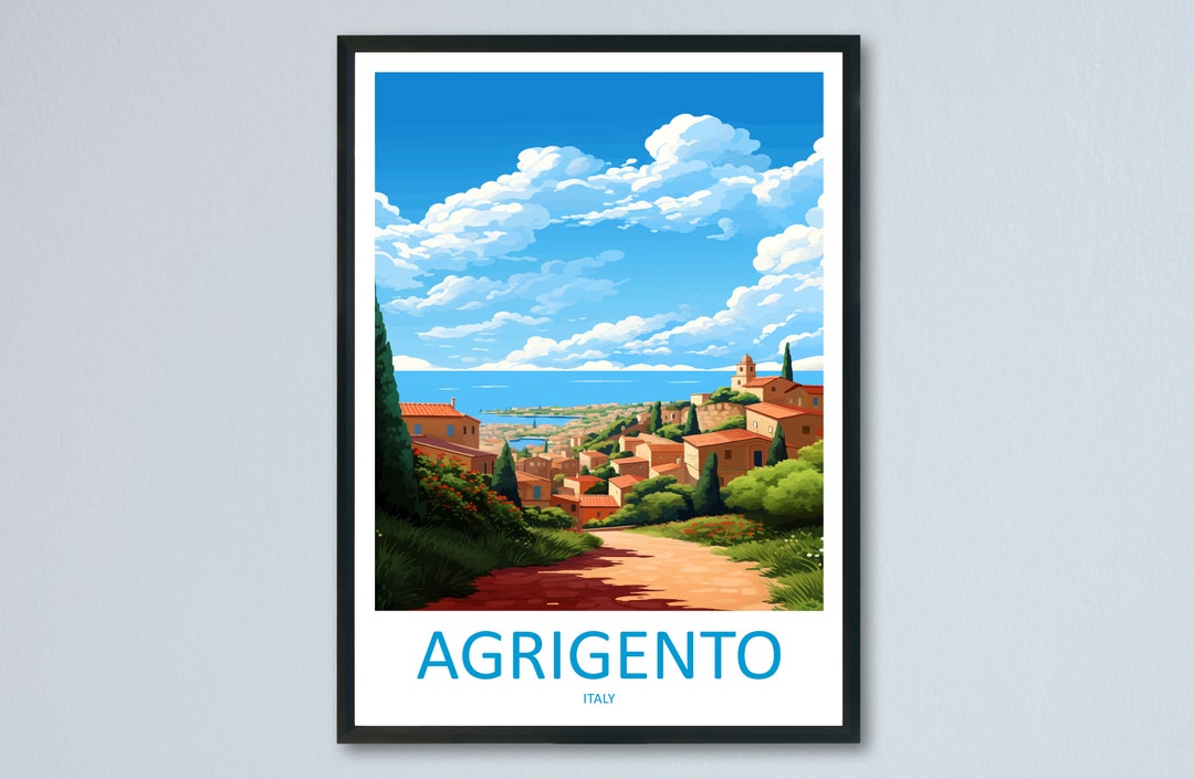Agrigento Travel Print Wall Art Agrigento Italy Wall Hanging Home ...