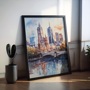 Melbourne Watercolor Poster Melbourne Travel Print Melbourne Wall Art ...