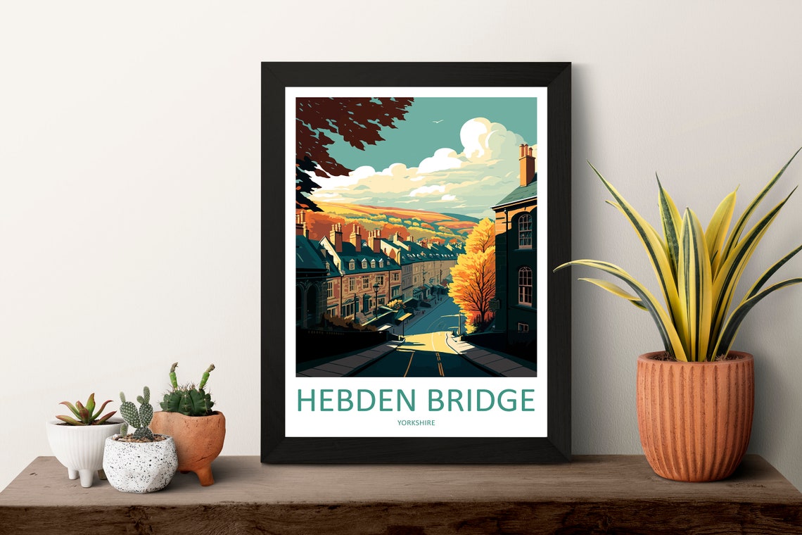 Hebden Bridge Travel Print Wall Art Hebden Bridge Wall Hanging Home ...