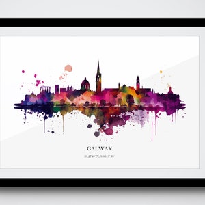 Galway Watercolour Skyline Print Galway Cityscape Galway Home Décor Art ...