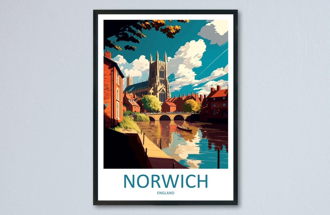 Norwich Travel Print Wall Art Norwich Wall Hanging Home Décor Norwich ...