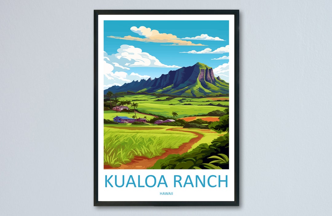 Kualoa Ranch Travel Print Wall Art Kualoa Ranch Wall Hanging Home Décor ...