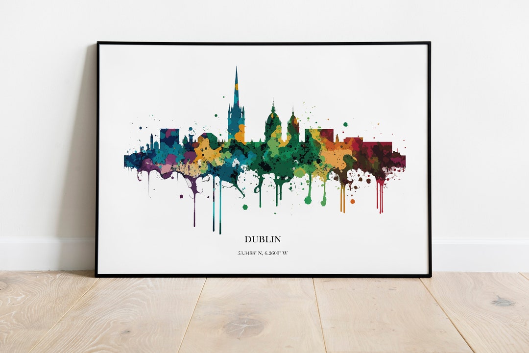 Dublin Watercolour Skyline Print Dublin Cityscape Dublin Home Décor Art ...