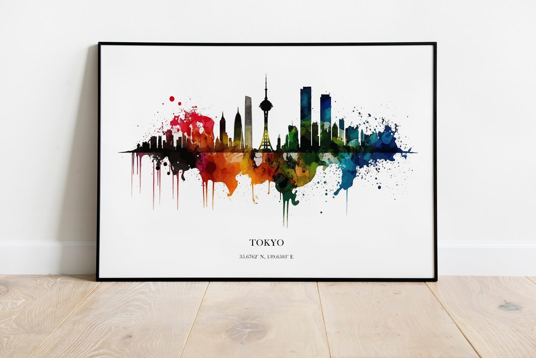 Tokyo Watercolour Skyline Print Tokyo Cityscape Tokyo Home Décor Art ...
