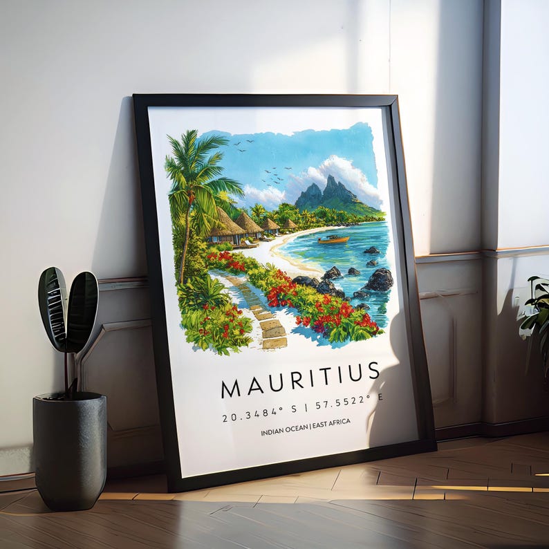 Mauritius Watercolor Poster Mauritius Travel Print Mauritius Wall Art ...