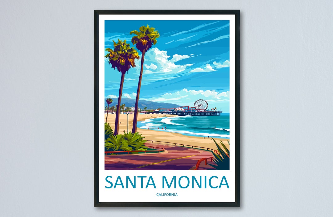 Santa Monica Travel Print Wall Art Santa Monica Wall Hanging Home Décor ...