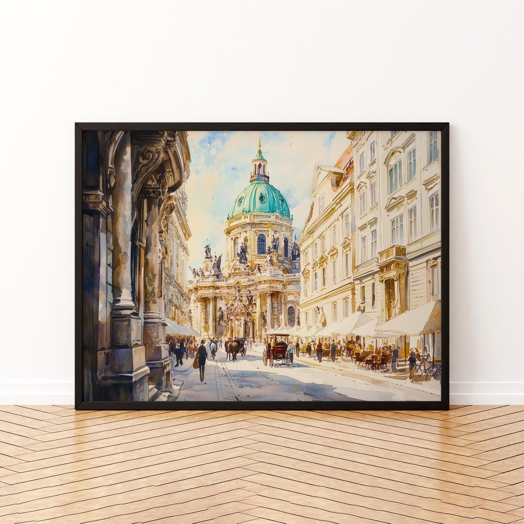 Vienna Austria Watercolor Poster Vienna Travel Print Cityscape Painting ...