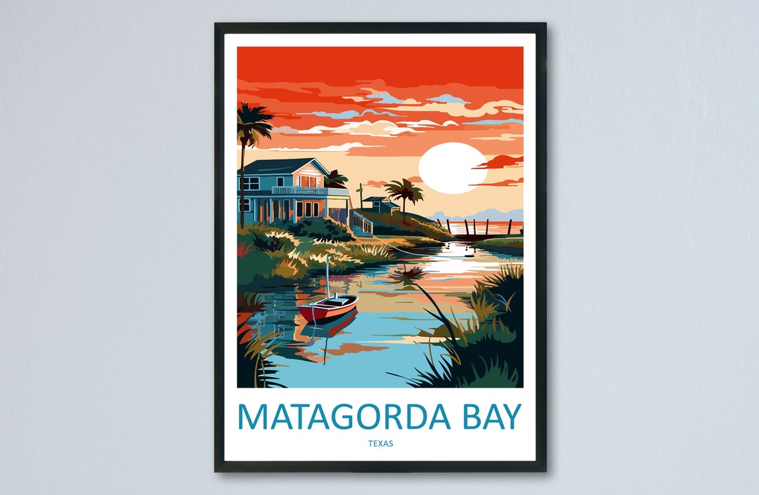 Matagorda Bay Travel Print Wall Art Matagorda Bay Wall Hanging Home ...