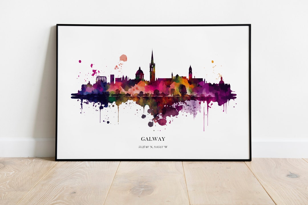 Galway Watercolour Skyline Print Galway Cityscape Galway Home Décor Art ...