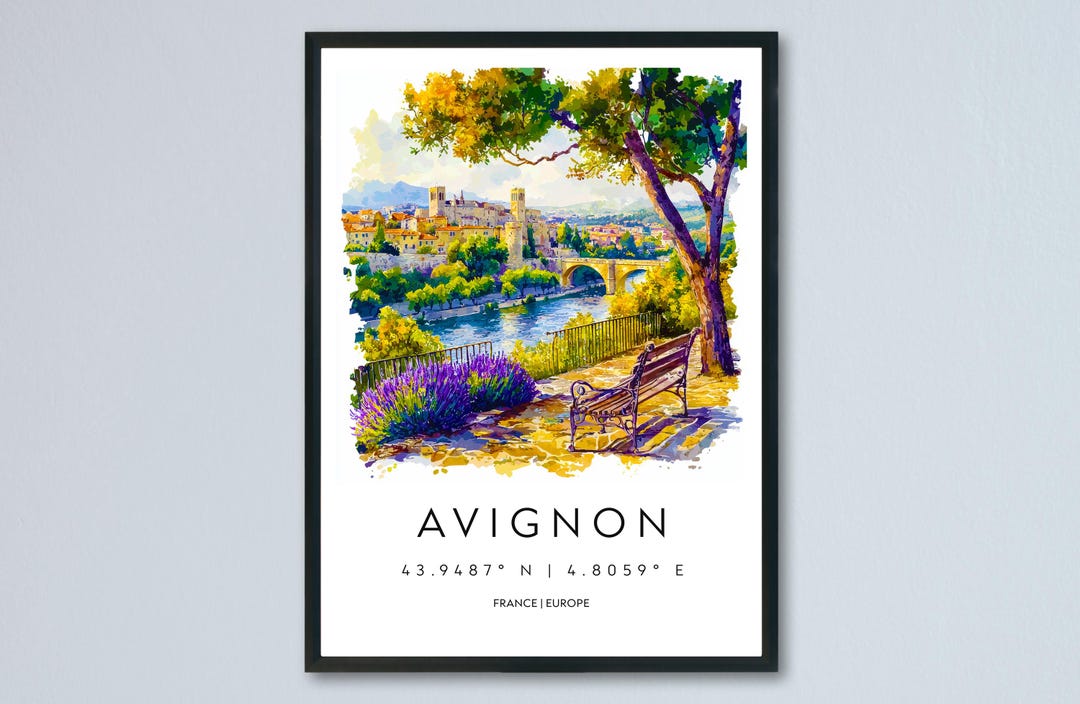 Avignon Watercolor Poster Avignon Travel Print France Wall Art Avignon ...